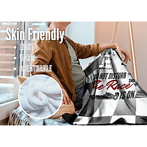 InnoBeta Car Racing Gifts, Cool Speed Racing Car Throw Blanket for Kids Boys 50"x65", Perfect for Sofa Bed Couch, Checkered Flag Racing Speed Blanket