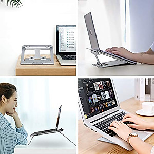 NOVOO Aluminum Laptop Stand, Ergonomic Laptop Riser 4 Angles Adjustable Computer Stand for Desk, Notebook Metal Holder Compatible with MacBook Air Pro, Dell XPS, HP, Lenovo More 10"-17" Laptops