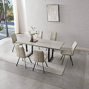 ZckyCine Modern Mid-Century Dining Table Set for 6-8 People Kitchen Dining Room Table Set Expandable Wood Dining Table Home Kitchen Furniture