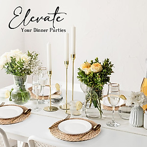 RUNTIVAN Round Woven Placemats Set of 6, Natural Water Hyacinth Place mats, 12 inch Rattan Placemats Wicker Placemats Farmhouse Boho Braided Heat Resistant Outdoor Placemat Patio Table Place Mats