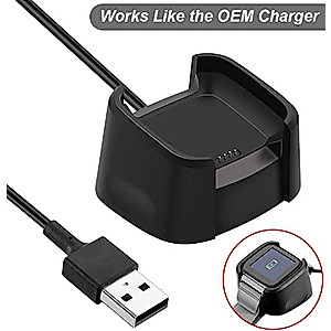 Emilydeals Charger for Fitbit Versa/Versa Lite, Replacement USB Charging Dock with 3.3ft Cable Cord for Fitbit Versa Lite, Versa Smartwatch (Black)