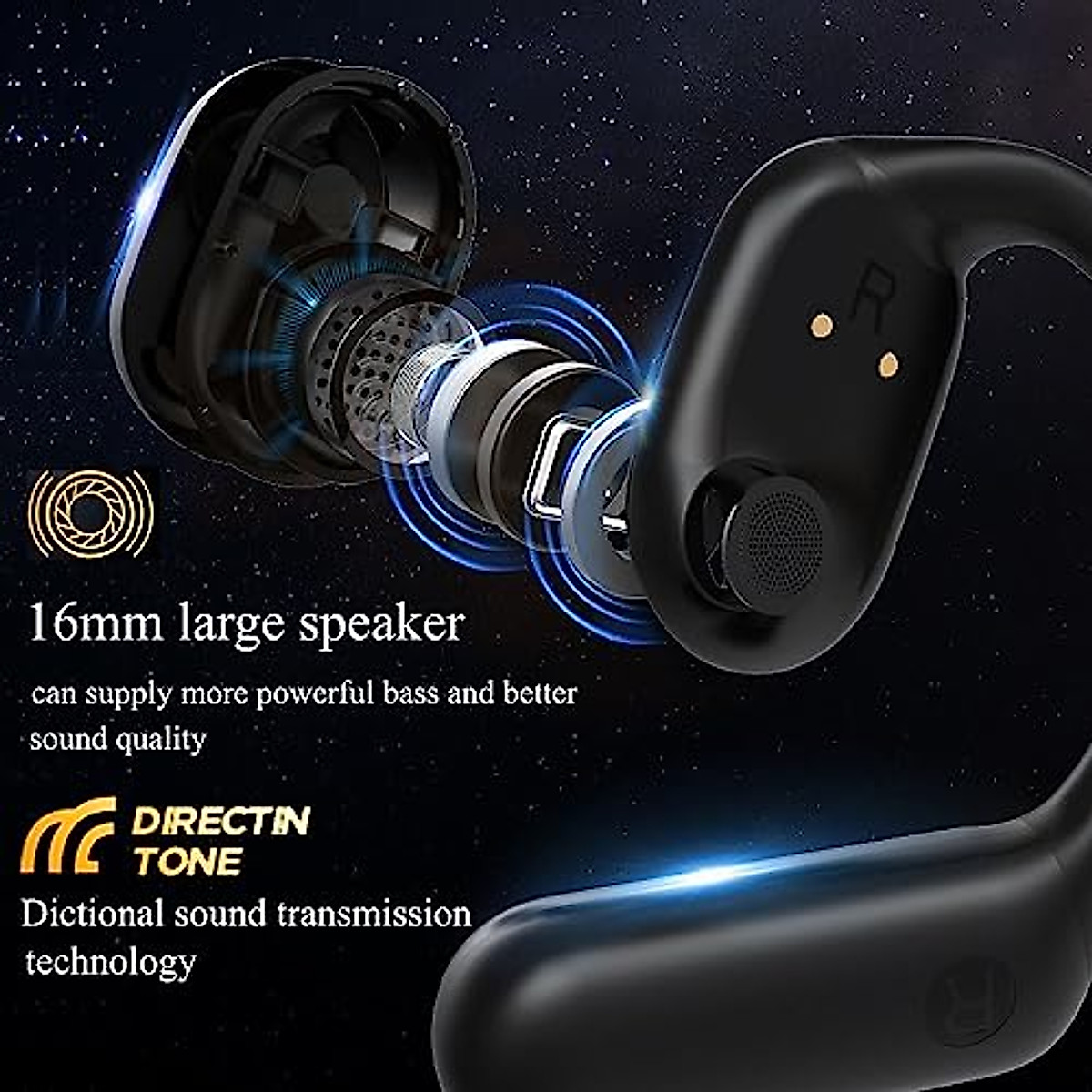 WFOELVR Open Ear Headphones Wireless Earbuds Bluetooth Earbuds Wireless Headphones Bluetooth Headphones Wireless Earphones Bluetooth Earphones (B66-Black)