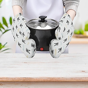 German Shepherd White Oven Mitts Heat Resistant Kitchen Cooking Mitts Anti-scalding Insulated Gloves for Kitchen Cooking BBQ