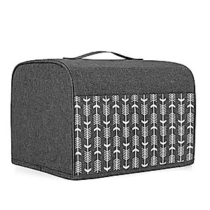 Yarwo 2 Slice Toaster Cover with Pockets and Top Handle, Nylon Toaster Cover Fits for Most Standard 2 slice Toasters, Gray with Arrow