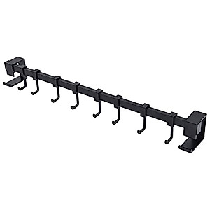 Kitchen Utensil Hanging Rack Rail with 8 Hooks, Self Adhesive Utensil Hangers Utensil Hooks 50cm/19.69in Wall Hooks Rack for Kitchen Bathroom Bedroom (Black)
