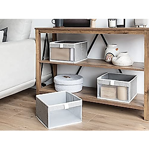StorageWorks Closet Storage Bins with Clear Window 3 pack, 55L Closet Storage Organizer, Storage Bin with Double-Open Lid