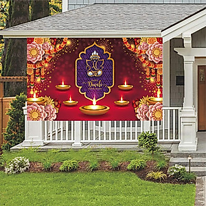 KYMY Happy Diwali Backdrop, Happy Diwali Festival Banner with 70.8X43.3inch, India Festival of Lights Backdrop, Diwali Party Supplier for Diwali Photography Background Party Decoration