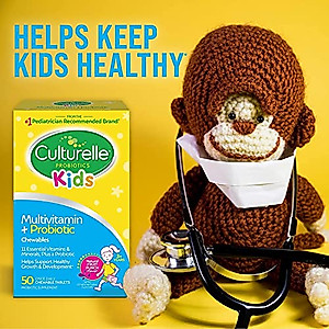 Culturelle Kids Complete Chewable Multivitamin + Probiotic For Kids, Ages 3+, 50 Count, Digestive Health, Oral Health & Immune Support - With 11 Vitamins & Minerals, including Vitamin C, D3 & Zinc