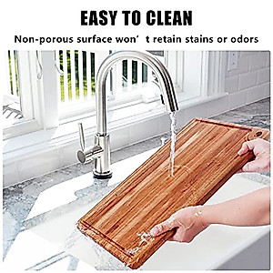 Large Acacia Wood Cutting Board for Kitchen - Caperci Better Chopping Board with Juice Groove & Handle Hole for Meat (Butcher Block) Vegetables and Cheese, 18 x 12 Inch