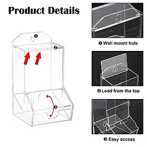 Hipiwe Clear Qtip Dispenser Wall Mount Acrylic Q Tip Holder Bathroom Cotton Ball Organizer Box with Lid Vanity Storage Canister Box for Cotton Swabs Dental Floss, 4"x 3.5"x 6.7"