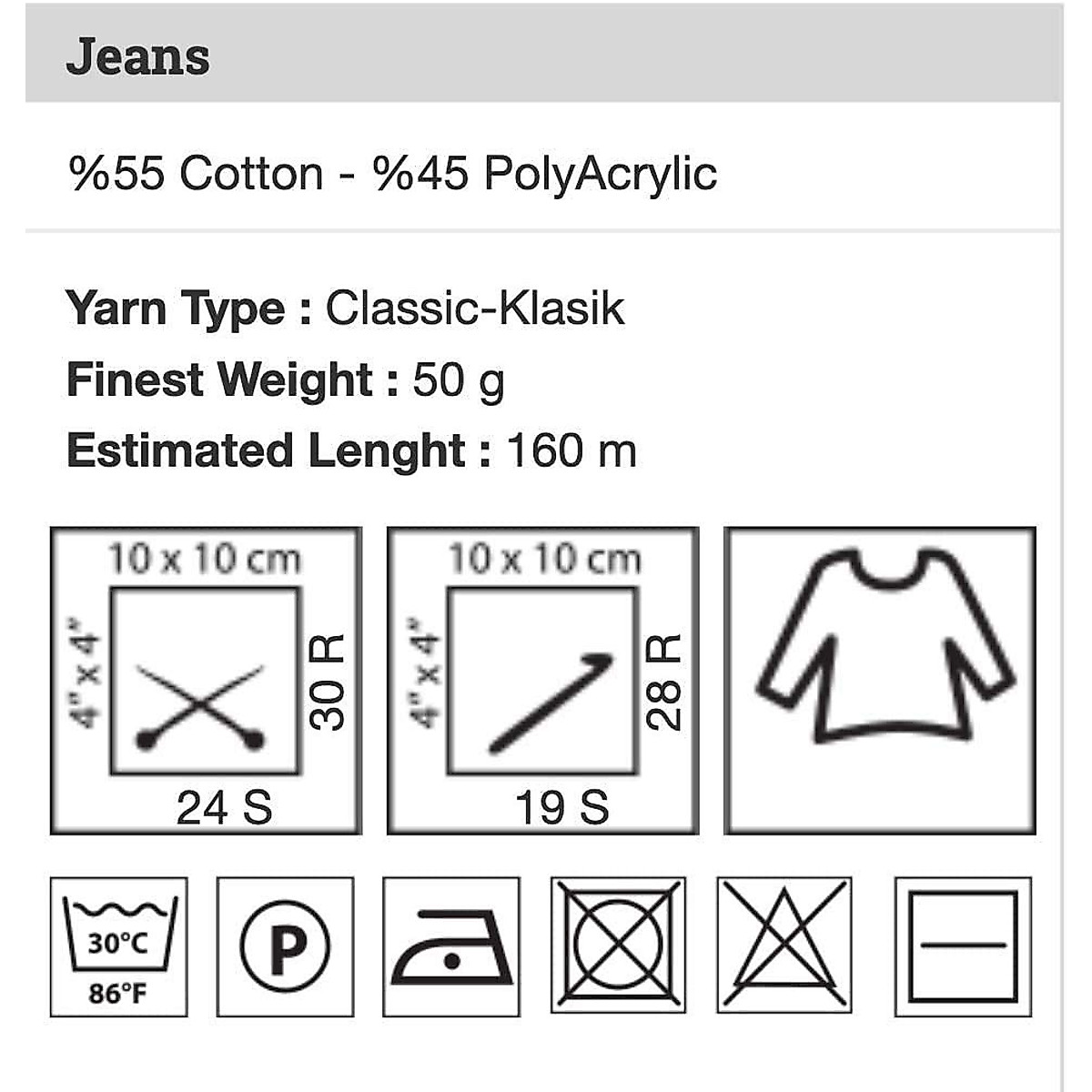 55% Cotton 45% Acrylic YarnArt Jeans Sport Yarn 1 Skein/Ball 50 gr 174 yds (50)