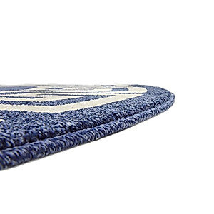 Unique Loom Athens Collection Classic Geometric Modern Border Design Area Rug, Round 8' 0" x 8' 0", Navy Blue/Beige