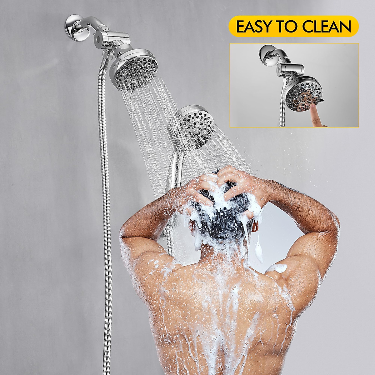 FRANSITON Shower Faucet System with Bathroom Spout Rain Shower Kit, High Pressure Handheld Shower Head 35-Function Dual 2 in 1 Shower Combo Faucet Set with Valve Trim Kit Black