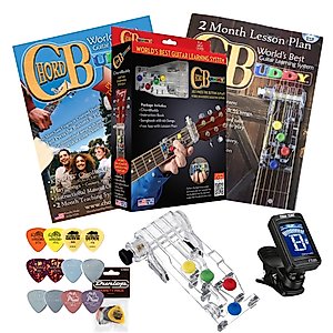Chord Buddy Guitar Learning System with True Tune Chromatic Tuner & Picks Package - Play Guitar Today with this Shark Tank ChordBuddy Product