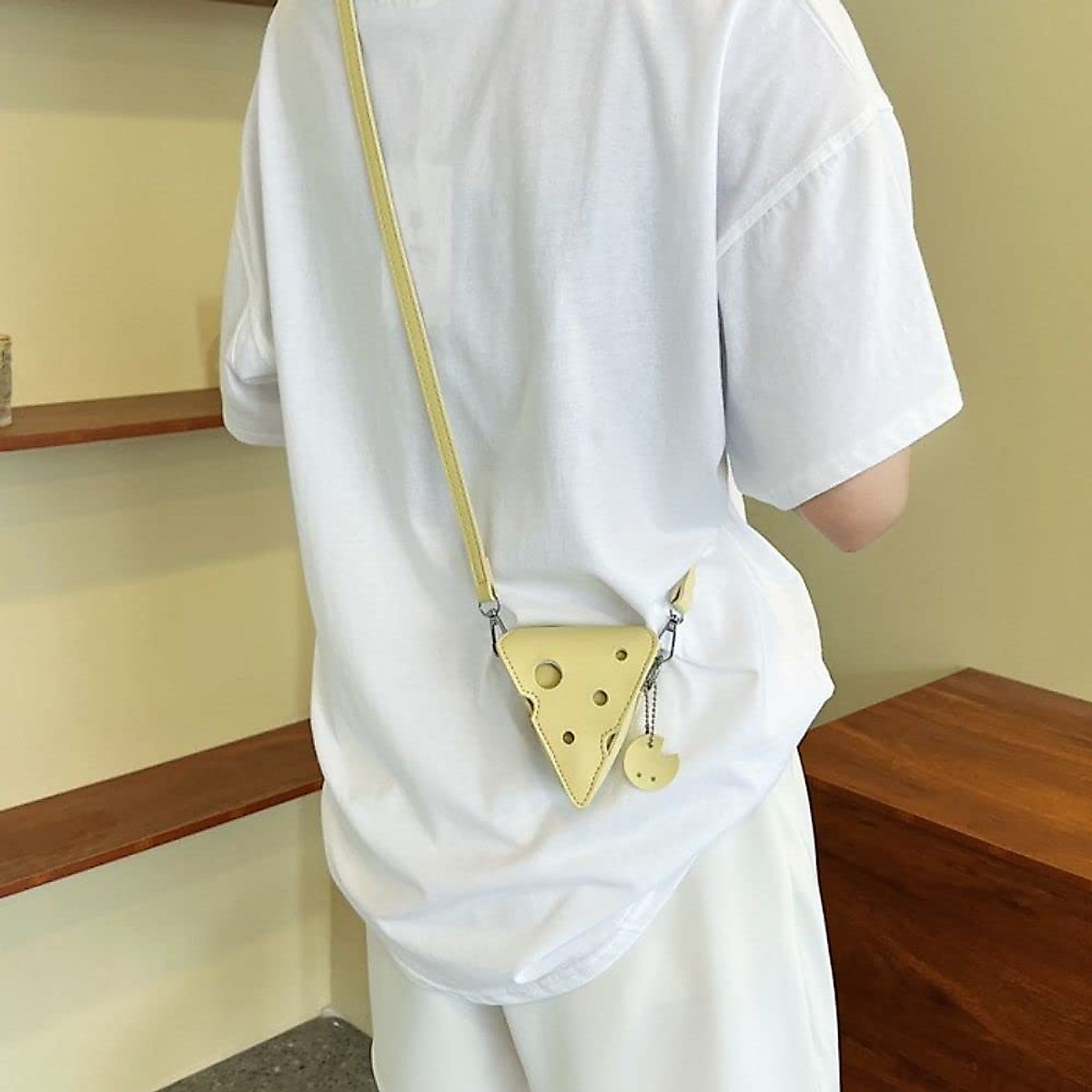 PU Coins Bag Handbag Exquisite Cheese Shape Purses Triangle Lipstick Headphone Small Crossbody Bags Yellow