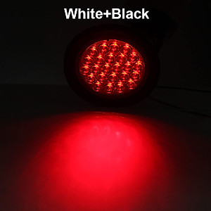 4Pcs 4 Inch Round LED Trailer Tail Lights Red 24 LED Waterproof, 4 Inch Round Led Stop Turn Brake Tail Lights Flush Mount for Trucks RV Include Lights Grommets 3-Prong Wire Pigtails 12V Sealed