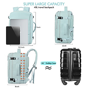 Beraliy Large Travel Backpack for Women Airline Approved, Carry On Backpack,17.3 Inch Laptop Backpack, Personal Item Bag Casual Daypack Backpacks,Mint Green