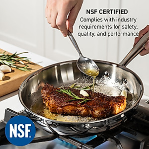 T-fal Pro Tri-Ply Stainless Steel Cookware Set 13 Piece, Induction Compatible Oven Safe 500F, Lids 350F, Fast & Even Heat, Professional Quality & Durability, Pots and Pans Set, Dishwasher Safe, Silver