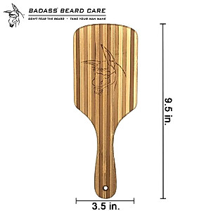 Badass Beard Care Wood Bristle Beard Brush For Men - Anti-static, 100% Bamboo & Light Weight