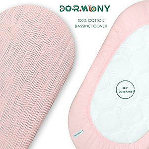 Ultra Soft Muslin Bassinet Sheet for Baby Girl and Boy,Breathable Organic Cotton Bassinet Sheets Fitted for 30’’x16’’ Standard Bassinet (Pink)