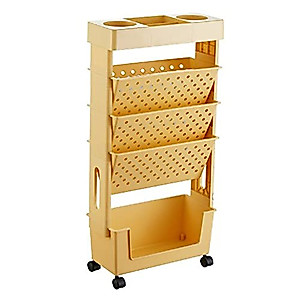 Zerodis Mobile Bookshelf, Compact Size Movable Bookshelf Plastic Material for Study (Orange)