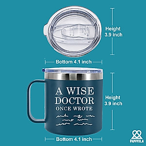 A Wise Doctor Once Wrote Insulated Coffee Cup 14oz With Handle And Lid Doctor Gifts Physician Medical Student MD Dr Husband Wife Dad Mom Stainless Steel Vacuum Insulated Camping Travel Thermal Mug