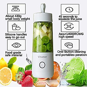 LLLJJJ Portable Blender, Mini Blender with USB Charging Function, Mini Blending Juicer for Fruits and Milkshakes, can Squeeze Juice in 45s, Suitable for Family, Travel, Outdoor, Micro Blender(1 PCS)