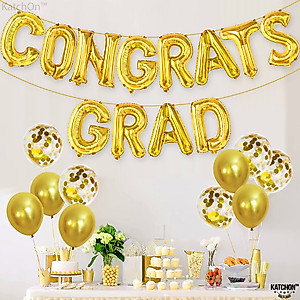 KatchOn, Gold Congrats Grad Balloons - 16 Inch | Congrats Grad Banner Balloons for Graduation Decorations Class of 2024 | Congratulations Balloons for Graduation Balloons Class of 2024 Decorations