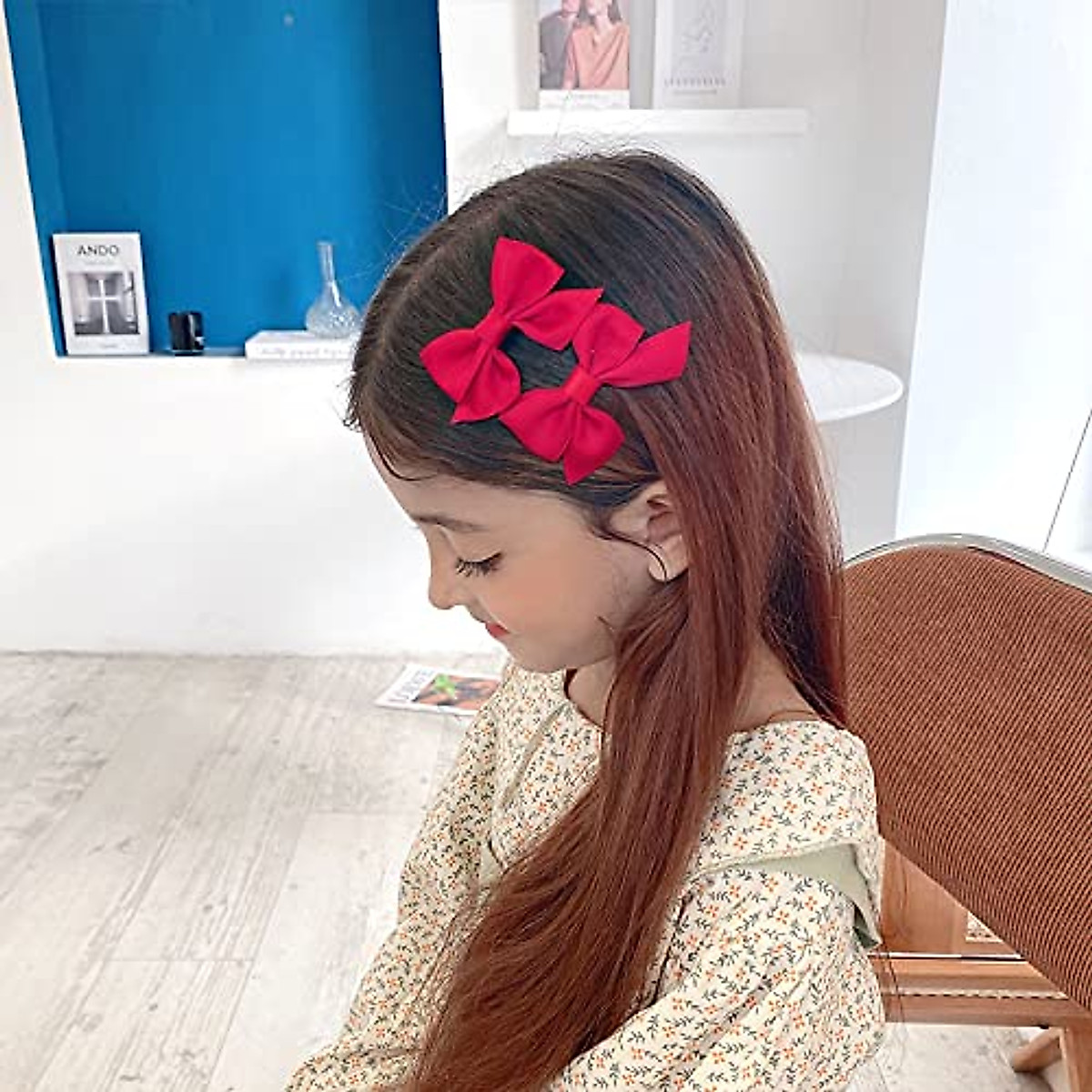 Bow Hair Clips for Girls Red Hair Bow Barrettes for Little Girls Cute Hair Accessories for Girls 2pcs Bowknot Hair Clip