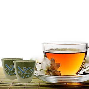 Ceramic Japanese Handleless Tea Cup, Small Authentic Beverage Cups with No Handle, Kitchen Dinner Party Supplies, 3 Inches