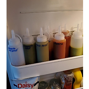 HEIHAK 20 Pack 8 oz Ketchup Squeeze Bottles, 250ml Plastic Condiment Bottles, Barbecue Squirt Bottles with Caps and Marking Labels for Ketchup, Sauces, Dressings, Paints, Crafts, White