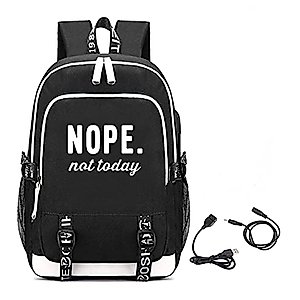 Aganmi NOPE Not Today 17 Inch Laptop Backpack for Women Men, Water Resistant Laptop Backpack with USB Charging Port, for Business School Travel Sports