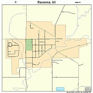 Large Street & Road Map of Ravenna, Michigan MI - Printed poster size wall atlas of your home town