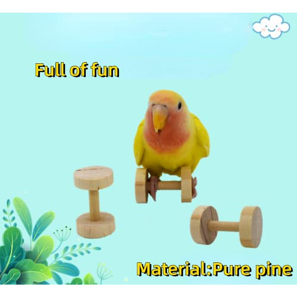 Parrot Bird Toy Supplies Gnawing Dumbbell Weight Lifting Training Intelligence Development Props Bird Tools for Parrots Budgie Parakeet Cockatiel Cockatoo Conure