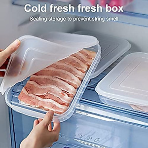 Tofficu 2Pcs Plastic Refrigerator Food Storage Containers, Stackable Refrigerator Organizer Bins with Lids, Fridge Organizers And Storage Containers for Meat, Fruits, Vegetable, Drinks