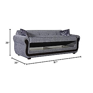 BEYAN Surf Avenue Collection Tufted Large Folding Sofa Sleeper Bed with Storage Space and Includes 2 Pillows, Gray