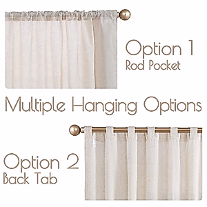 jinchan Linen Beige Curtains 108 Inches Extra Long for Living Room Farmhouse Rod Pocket Back Tab Light Filtering Window Drapes 2 Panels for Bedroom Patio Door 50x108 Crude 2 Panels
