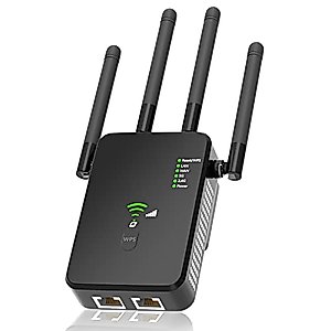 WiFi Extender, 1200Mbps Wi-Fi Signal Booster Amplifier for Home Up to 9800 sq.ft, WiFi 2.4GHz & 5GHz Dual Band Wireless Repeater with Strong Penetrability, 360° Coverage with Ethernet Port & AP Mode