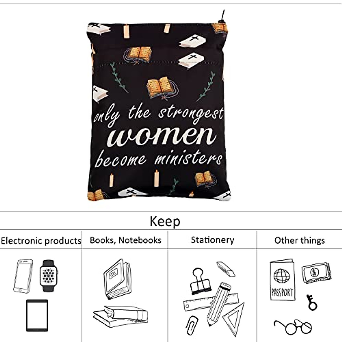 Gzrlyf only The Strongest Women Become Ministers Book Sleeve Ordination Gifts for Pastor Minister Appreciation Gift Bible Bag (Ministers Book Sleeve)