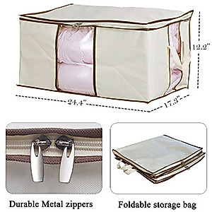 MISSLO Jumbo Zippered Storage Bags for Closet King Comforter, Clothes, Blanket Organizers Heavy Fabric Space Saver
