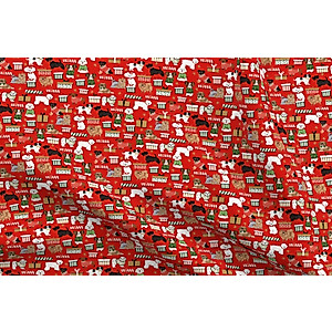 Spoonflower Fabric - Christmas Dogs Cute Breeds Best Printed on Petal Signature Cotton Fabric by The Yard - Sewing Quilting Apparel Crafts Decor