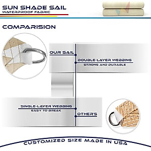 Windscreen4less 12'x12' Waterproof Sun Shade Sail Rectangle Shade Canopy Cover UV Block for Backyard Patio Deck Balcony Pergola Garden (Beige)