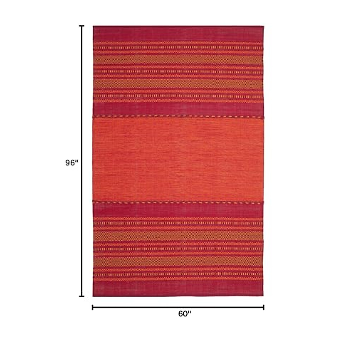 SAFAVIEH Montauk Collection Area Rug - 5' x 8', Orange & Red, Handmade Flat Weave Cotton, Ideal for High Traffic Areas in Living Room, Bedroom (MTK215A)