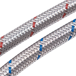 GGStudy 32-Inch Faucet Connector Braided Stainless Steel Supply Hose 3/8-Inch Female Compression Thread x M10 Male Connector One Pair