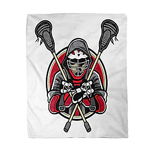 rouihot 60x80 Inches Flannel Throw Blanket Lacrosse Players was Crossed Sticks and Hands Home Decorative Warm Cozy Soft Blanket for Couch Sofa Bed