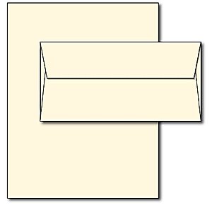 Blank Letterhead Paper & Envelopes - Off-White Natural Cream Color - 40 Sets - Unique Executive Size (7" x 10") Paper with Matching Envelopes