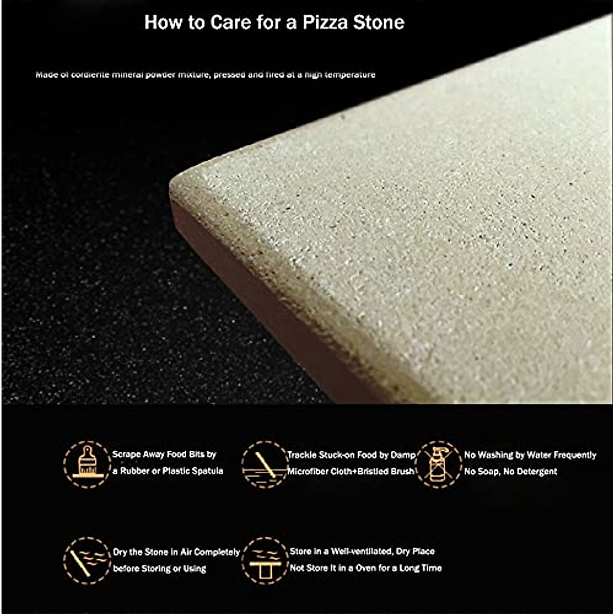 Cordierite Pizza Stone for Grill/Pizza Oven/Smoker, 12-Inch Square Ceramic Pizza Stone, Baking Stone for Bread and Cookies,Thermal Shock Resistant Cooking Stone