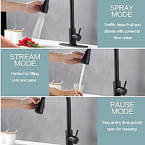 AIBOVI Matte Black Kitchen Faucet with Pull Down Sprayer, High Arc Single Handle Kitchen Sink Faucet with Pull Out Sprayer, RV Kitchen Faucet Stainless Steel Kitchen Faucets for Bar, Laundry, RV