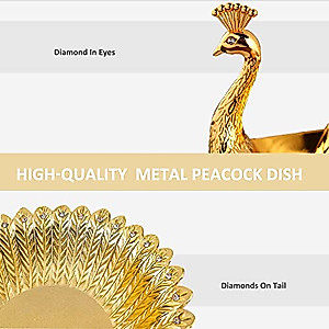 DINLiAN S Creative Gold Peacock Candy Dish Fruit Bowl,Decorative Bowl For Keys And Wallet,Key Holder Bowl For Entryway Table,Jewelry And Sundries Storage Dish for Home Decoration