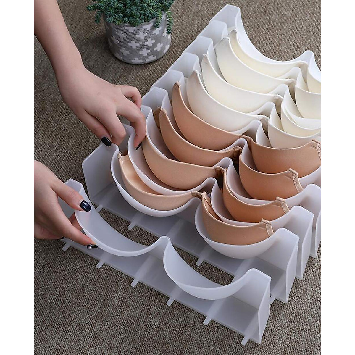 Closet Underwear Organizer Drawer Divider, Wardrobe Plastic Bra Storage Box,6pcs/Set,White